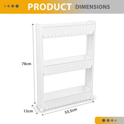 3 Tier Slim Slide Out Kitchen Trolley Storage Shelf & Organizer Rack