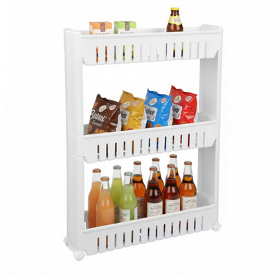 3 Tier Slim Slide Out Kitchen Trolley Storage Shelf & Organizer Rack