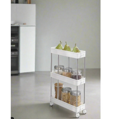 3-Tier Slim Storage Trolley with Wheels - Rolling Utility Cart for ...