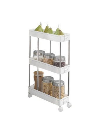 3-Tier Slim Storage Trolley with Wheels - Rolling Utility Cart for ...