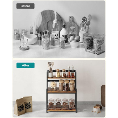 3-Tier Spice Organizer, Bamboo Kitchen Storage Rack, Desktop Spice ...