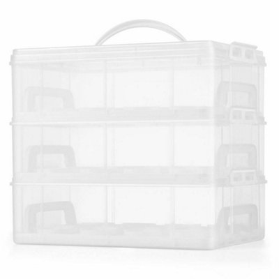 3 Tier Stackable Cupcake Carrier Box Muffin Cake Holder Plastic Clear ...