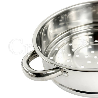3 Tier Stainless Steel 22cm Steamer Pot Pan Cooker Set Glass Lid Cook ...