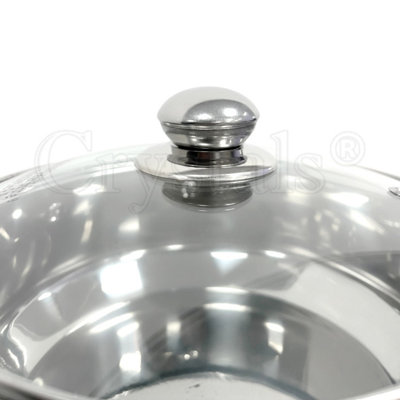 3 Tier Stainless Steel 22cm Steamer Pot Pan Cooker Set Glass Lid Cook ...