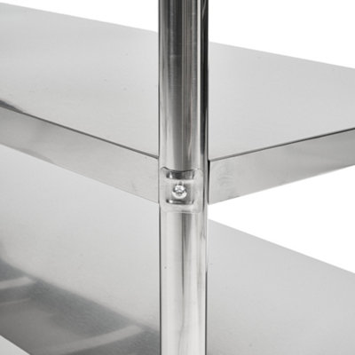 3-Tier Stainless Steel Kitchen Table Prep Table with Smooth Castors and ...