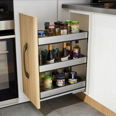 3 Tier Stainless Steel Pull Out Shelf Narrow Cabinet 20cm W