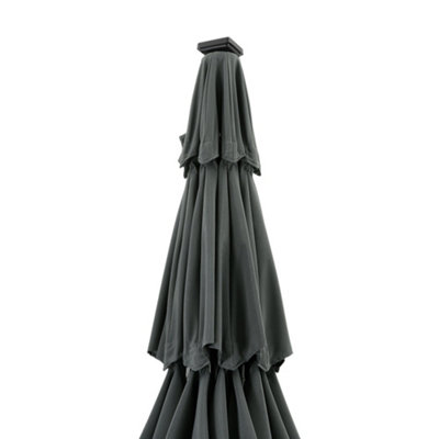 3-Tier Umbrella with Solar Lights and Fillable Patio Umbrella Stand ...