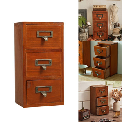 3-Tier Vintage Desktop with 3 Drawer Desktop Organizer Small Tabletop ...