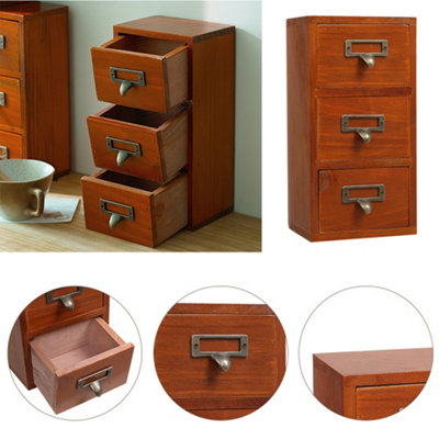 3-Tier Vintage Desktop with 3 Drawer Desktop Organizer Small Tabletop ...