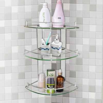 Glass bathroom corner wall shelf store