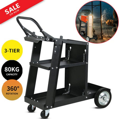 3-Tier Welding Cart Welder Trolley for Gas Bottles on Wheels with ...