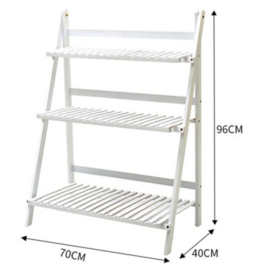 3 Tier White Foldable Wood Flower Stand for Multiple Plants for Garden ...