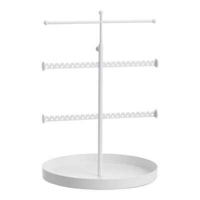 3 Tier White Retractable Jewelry Display Stand Rack Organizer