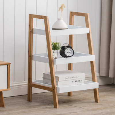 3 Tier Wood Book Shelf Trapezoidal Tower Bookcase for Living Room 75cm ...