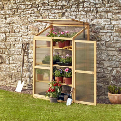 3 Tier Wooden Cold Frame Greenhouse, Outdoor Polycarbonate Storage for ...