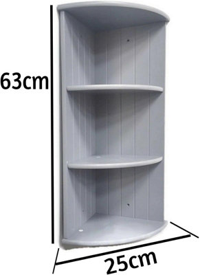 3 Tier Wooden Corner Shelf Unit for Home Modern Wall-Mount MDF Display ...