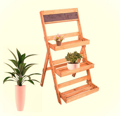 3 Tier Wooden Plant Pot Stand Folding Garden Display Etagere Shelf ...