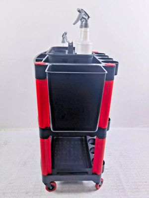 3 Tiers Auto Detailing Cart Car Wash Tool Organiser Wheels Valet Trolley