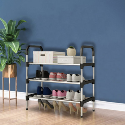 3 Tiers Black Freestanding Shoe Rack Shoe Storage Organizer Saving ...