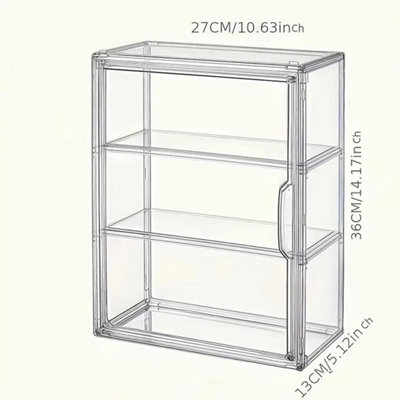 3 Tiers Clear Display Case Storage Organizers Box Magnetic Door for Figures