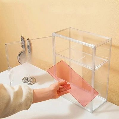 3 Tiers Clear Display Case Storage Organizers Box Magnetic Door for Figures