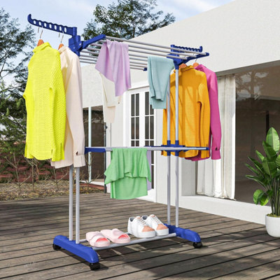 3 Tiers Foldable Stainless Steel Clothes Airer Drying Rack for Indoor ...