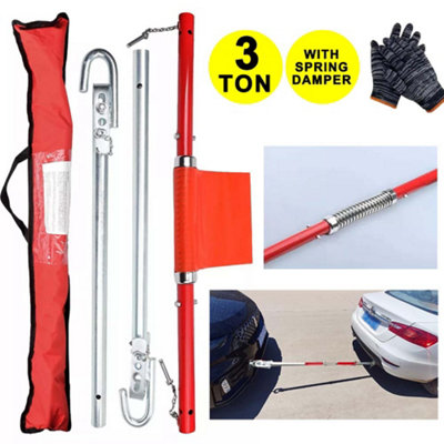 3 Ton Red Towpole Car Van Recovery Towing Bar Tow Pole+ Damper Spring + Bag