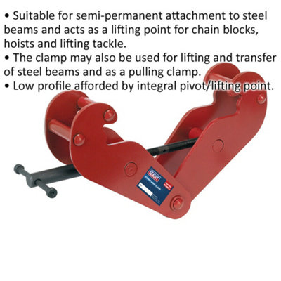 3 Tonne Heavy-Duty Beam Clamp - Semi-Permanent Steel Lifting Point for ...