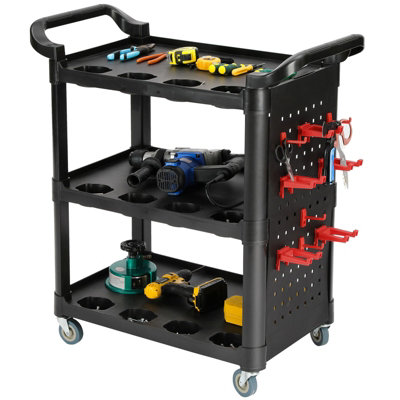 3 Tray Tool Cart on Wheels Mechanic Tool Cart for Garage Warehouse