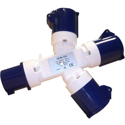 3 Way 16A Mains Hook Up Splitter Adapter for Caravans and Motorhomes