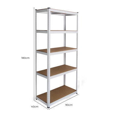 3 White Garage Shelving Units 5 Tier Racking Storage Warehouse Bays ...