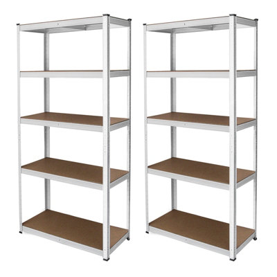 3 White Garage Shelving Units 5 Tier Racking Storage Warehouse Bays ...