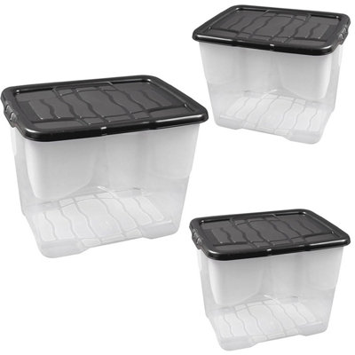 3 x 10 Litres Clear Transparent Base Curve Storage Containers With ...
