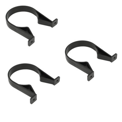 3 x 110mm Black Soil Pipe Bracket Clips spb2