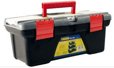 3 X 12" Plastic Tool Box Lockable Storage Carry Case Strong Handle Tray ...