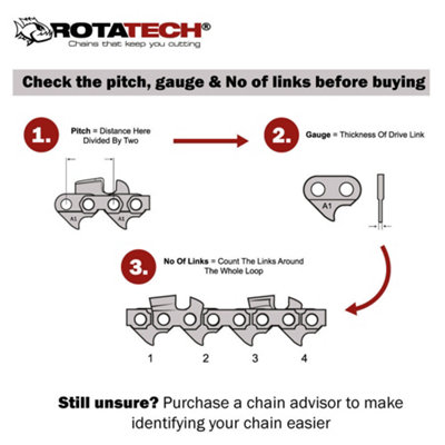 3 X 14 35cm Rotatech Chainsaw Chains. 3 8 LP Pitch 0.43 Gauge 50 DL Drive