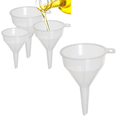 3 x 14cm Clear Plastic Kitchen Funnel With Holders For Filling Bottles ...