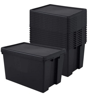 3 x 150 Litre Extra Large Super Strong Stackable & Nestable Black ...
