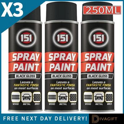 3 x 151 Black Gloss Paint 250ml Multi-Surface Paint for DIY ...