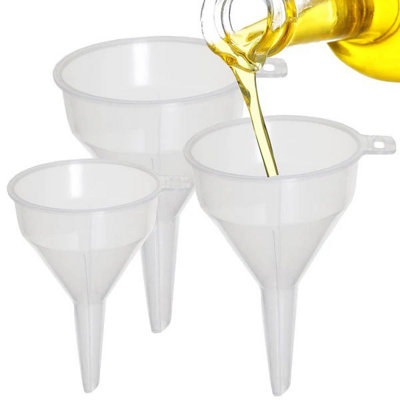 3 x 18cm Clear Food Grade Plastic Funnel For Filling Bottles Containers ...