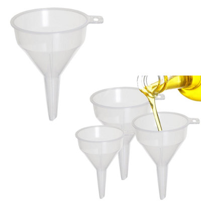 3 x 18cm Transparent Food Grade Plastic Kitchen Funnel With Holders ...
