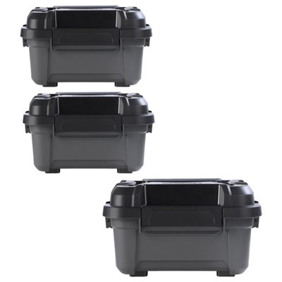 3 x 18L Black Storage Bunker Trough Trunks Heavy Duty Robust DIY ...