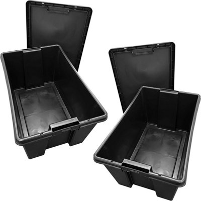 3 x 24 Litre Extra Large Super Strong Stackable & Nestable Black Impact ...