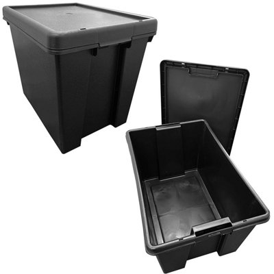 3 x 24 Litre Extra Large Super Strong Stackable & Nestable Black Impact ...