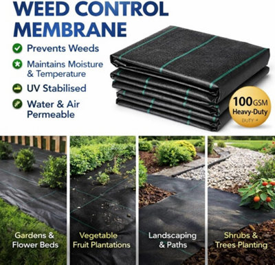 3 x 25 m / 9.8 x 82.0 ft Weed Control Membrane, Weed Control Woven ...