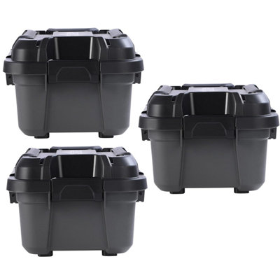 3 x 31L Black Storage Bunker Trough Trunks Heavy Duty Robust DIY ...
