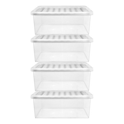 3 x 32 Litre Multipurpose Plastic Storage Containers Useful Boxes ...