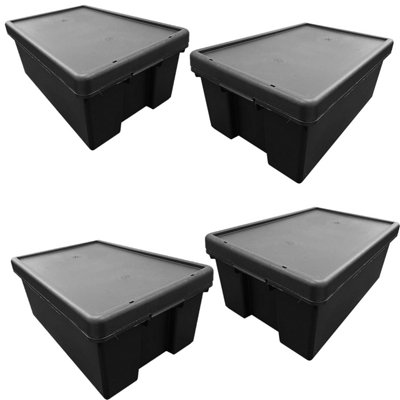 3 x 36 Litre Extra Large Super Strong Stackable & Nestable Black Impact ...