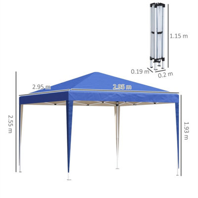 3 x 3m Garden Pop Up Gazebo Marquee Party Tent Wedding Canopy Blue
