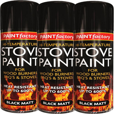 3 x 400ML Matt Black Ultra High Temperature Heat Resistant Spray